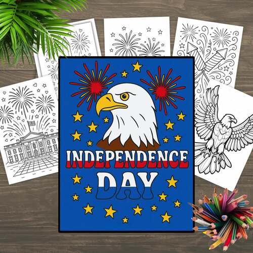 4th of July Coloring Pages, Patriotic Coloring Pages Bundle for ...