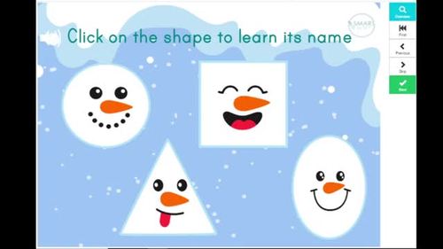 Winter Shapes BOOM CARDS Snowman Face 2D Shapes by Smart Way | TPT
