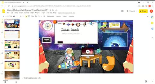 Animated Earth Sciences Themed Virtual Bitmoji Classroom + Space Banner