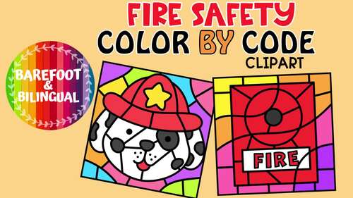 Fire Safety Color by Code Clipart | Fire Prevention Week Clipart Templates