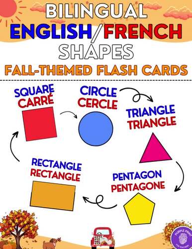 Autumn/Fall-themed Bilingual French/English Shapes Flash Cards For ...