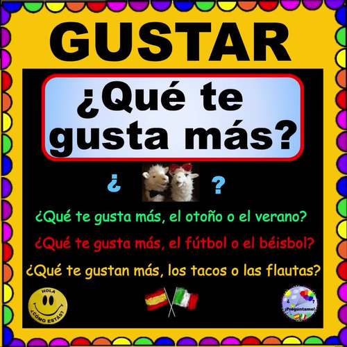 GUSTAR Que te gusta mas Projectable QUESTIONS Powerpoint and Printable