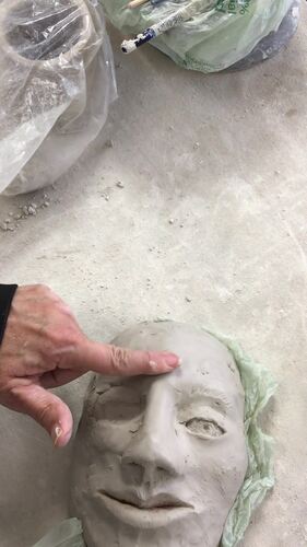 Ceramic Face Sculpture 9 - Defining the Nose Bridge by ArtCyDust