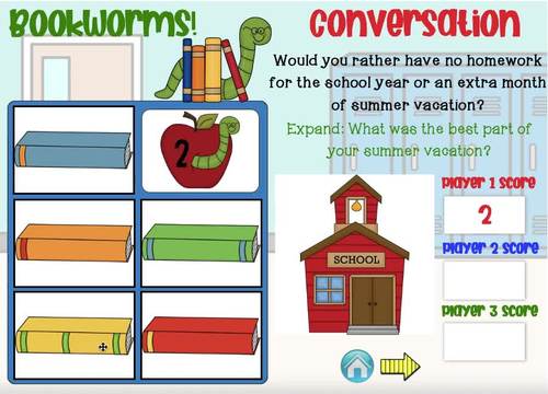 Bookworms School Conversation Game Boom Cards by Speech Rocks | TPT