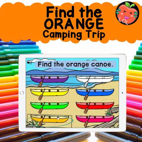 Find the ORANGE Color Recognition | BOOM CARDS with audio | Camping Trip