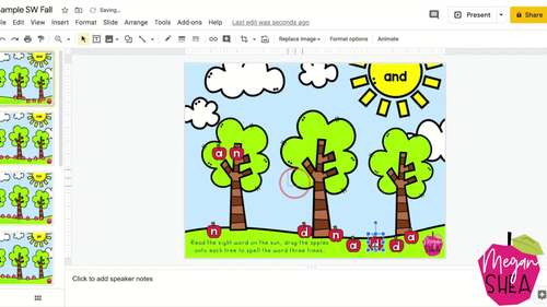 Fall Theme Digital Sight Words Google Slides Kindergarten Distance Learning
