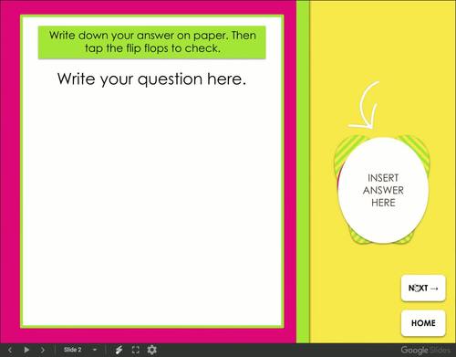 Google Slides Game Template | Digital Editable Self-Checking | Flip Flops