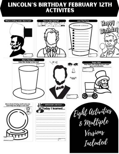 *Thinkin' Bout' Lincoln, Abraham Lincoln's Birthday 02/12 Activities ...