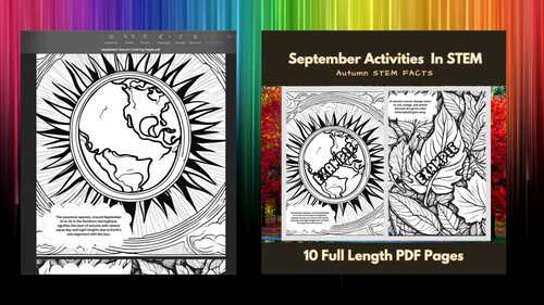 September STEM Elementary Coloring Pages Autumn Facts by Geeking Out on ...