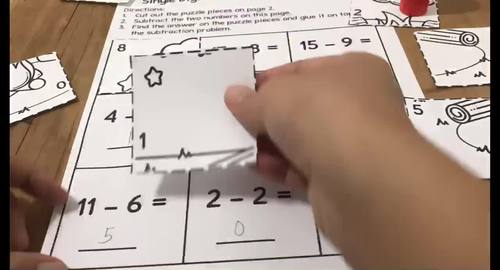 Subtraction within 20 Picture Puzzle Worksheets for Kindergarten Math ...