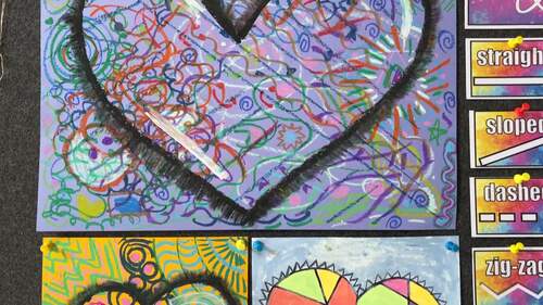 Valentines Day KINDNESS HEARTS art project Visual Guides K - 3rd grade