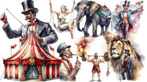 Watercolor Circus Aesthetics Clipart Set of 20 Files by ...