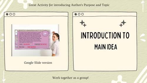 Introduction to Main Idea Speech Lesson BOOM CARDS, Slides & Worksheets
