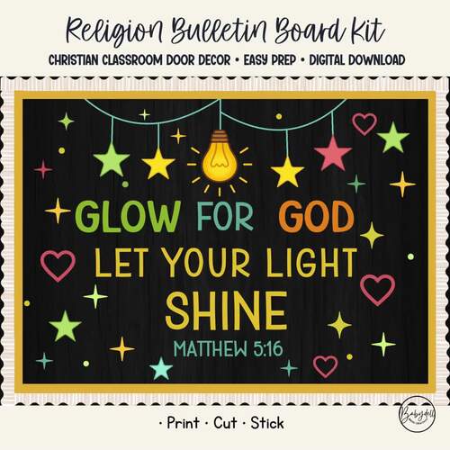 Spring Christian Bulletin Board Kit:Glow For God | Sunday School Decor ...