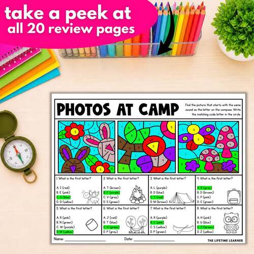 Kindergarten Camping Day Reading Packet Phonics Worksheets Camp Read a Lot