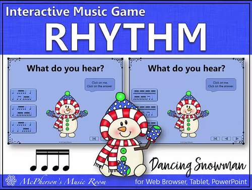 Winter Music Interactive Rhythm Game Sixteenth Notes {Dancing Snowman}
