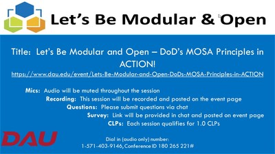 Let’s Be Modular and Open – DoD’s MOSA Principles in ACTION - Defense ...