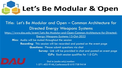 Let’s Be Modular and Open – Common Architecture for Directed Energy ...