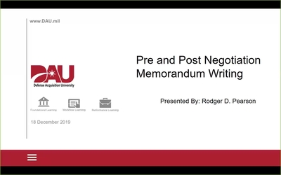 Streamlining the Pre and Post Negotiation Memorandum Process 12.18.19 ...