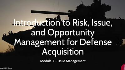 07 Intro to Risk, Issue, and Opportunity (RIO) Management – Issue ...