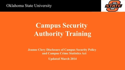 Campus Security Authority Training - Video | Oklahoma State University