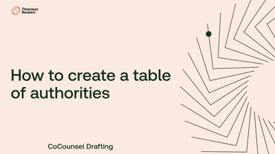 How to create a table of authorities - Product Training - US | Thomson ...