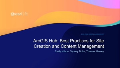 ArcGIS Hub: Best Practices for Site Creation and Content Management - Esri Videos: GIS, Events ...