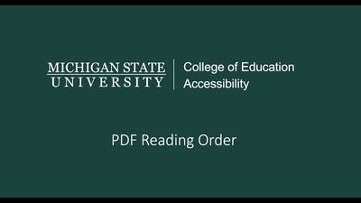 PDF Reading Order Video Tutorial - MSU MediaSpace