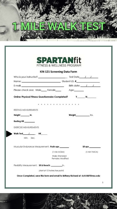 One Mile Walk Test - SPARTANfit KIN 121 Fitness Assessment - MSU MediaSpace